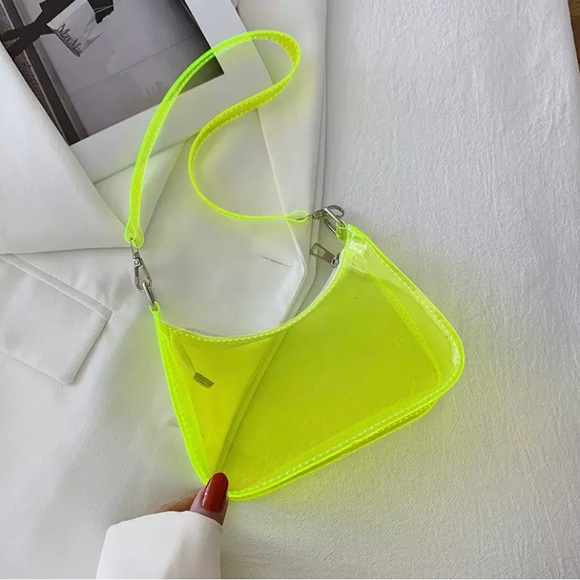 Bags | Neon Yellow Baguette Bag | Poshmark